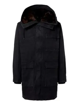 Prada Shearling-trimmed Cotton Parka - Black