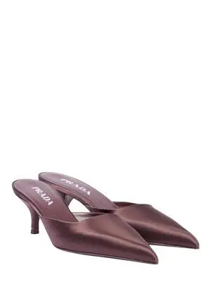 Prada Satin Mules - Burgundy