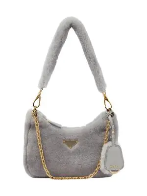 Prada Re-edition 2005 Shearling Shoulder Bag - Blue
