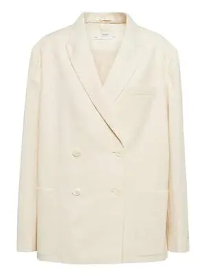 Prada Double-breasted Cotton Blazer - Neutrals