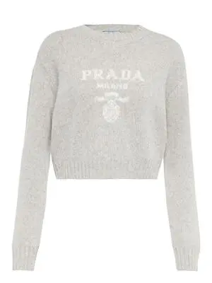 Prada Virgin Wool And Cashmere Cropped Sweater - Grey