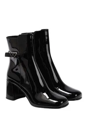 Prada Patent Leather Ankle Boots - Black