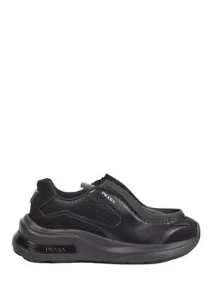Prada Systeme Leather Sneakers - Black