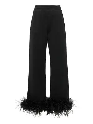 Prada Feather-trimmed Sweatpants - Black