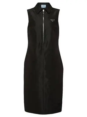 Prada Half-zip Silk-blend Midi Dress - Black
