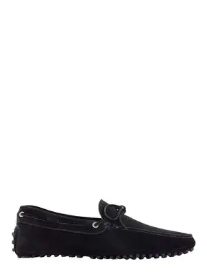 AURELIEN Suede Boat Shoes - Black