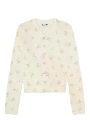 GANNI Floral Cardigan - Neutrals