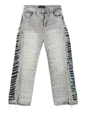 WHO DECIDES WAR BY EV BRAVADO Ultra Flared Scripture Jeans - Grey