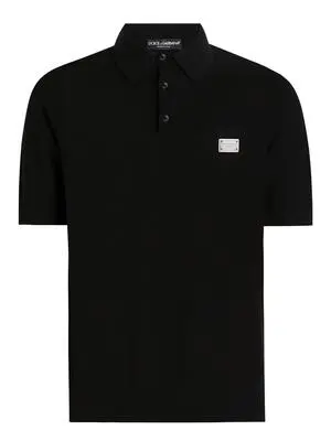 Dolce & Gabbana Cotton Polo-shirt With Logo Tag - Black