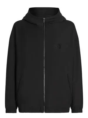 Dolce & Gabbana Hooded Wool Jacket With Logo Tag - Black