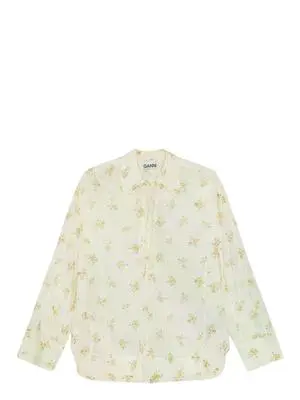 GANNI Floral-print Blouse - Neutrals