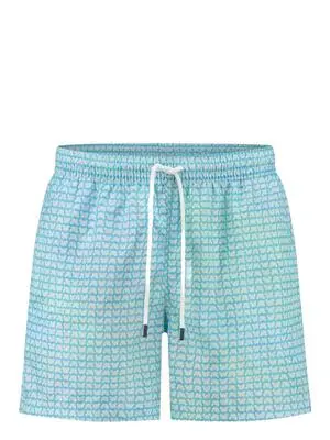Fedeli Patterned Swim Shorts - Blue