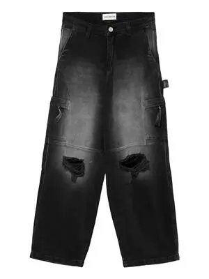 HAN KJØBENHAVN Distressed Cargo Jeans - Black