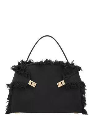 FERRAGAMO Large Fringe-detail Shoulder Bag - Black