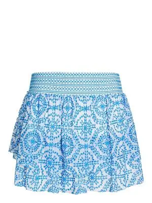 Alice + Olivia Bethie Embroidered Georgette Mini Skirt - Blue