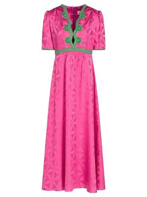 Saloni Tabitha Silk-jacquard Maxi Dress - Pink