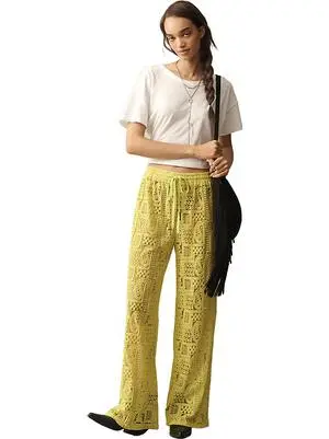 BLITHE Lace Straight Leg Pull-On Pants Sunkissed Lime