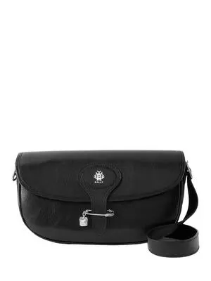 Bally Beckett Glossed Textured-leather Shoulder Bag - Black