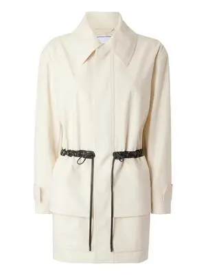 Bottega Veneta Leather-trimmed Cotton-twill Jacket - Cream