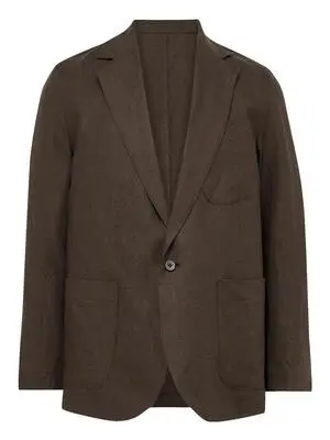 STOFFA Unstructured Washed-linen Blazer - Brown