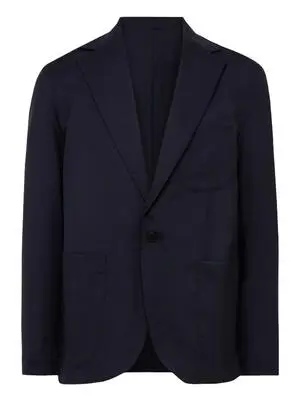 STOFFA Unstructured Wool Suit Jacket Blue