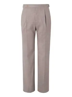 STOFFA Wide-Leg Pleated Wool Trousers Taupe