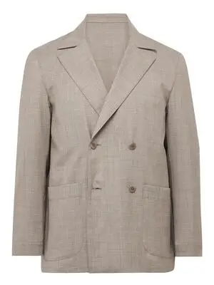 STOFFA Unstructured Double-breasted Wool Suit Jacket - Brown