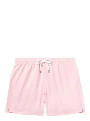Ralph Lauren Purple Label Straight-leg Mid-length Swim Shorts With Logo - Pink