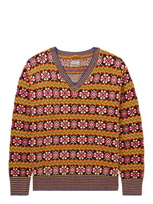 BODE Bracken Jacquard-knit Pima Cotton Sweater - Brown
