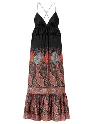 Zimmermann Rhiannon Paisley-print Silk Midi Dress - Black