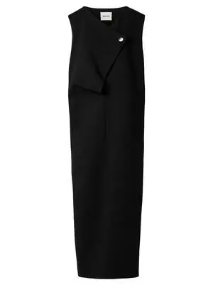 Khaite Crispin Draped Crepe Midi Dress - Black
