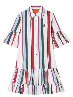 La DoubleJ Choux Printed Ruffled Mini Dress Neutrals