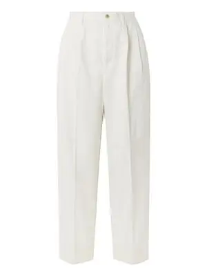 Polo Ralph Lauren Pleated Cotton-twill Tapered Trousers - Off-white