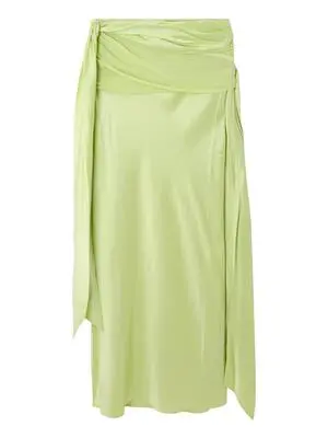 Christopher Esber Knot-detailed Silk-satin Maxi Skirt - Green