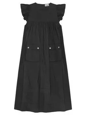 GANNI Cargo-pocket Midi Dress - Black