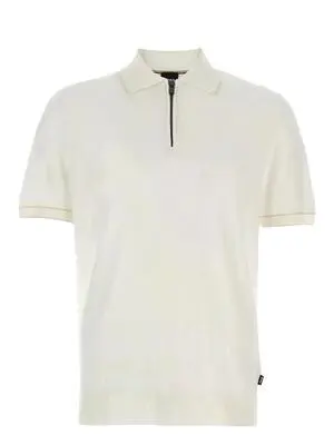 BOSS Jiovanotto Zip-up Short-sleeve Polo Shirt - White