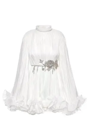 ANA RADU Pleated-cape Mini Dress - White