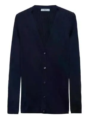 Prada Knitted Cotton Cardigan - Blue