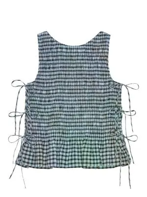 GANNI Checkered Top - Blue