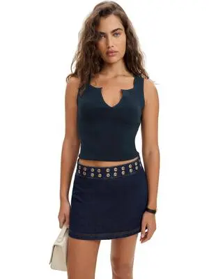 REFORMATION Reformation Jaylene Mid Rise Denim Mini Skirt