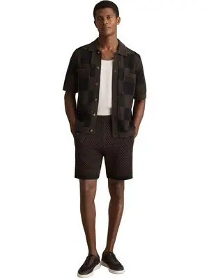REISS Cotton-blend Crochet Shorts - Chocolate/navy