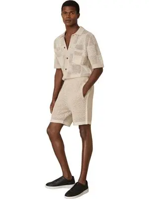 REISS Cotton-blend Crochet Shorts - Taupe/off White