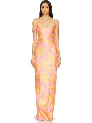 SAU LEE Jackson Gown Pink Multi