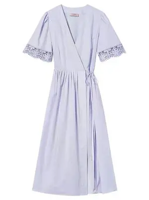 TWINSET Lace-trimmed Wrap Dress - Purple