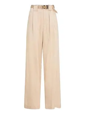 NICHOLAS Iman Belted Wide-leg Pants - Beige