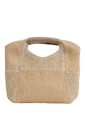 REISS Rosalie Raffia Clutch - Natural