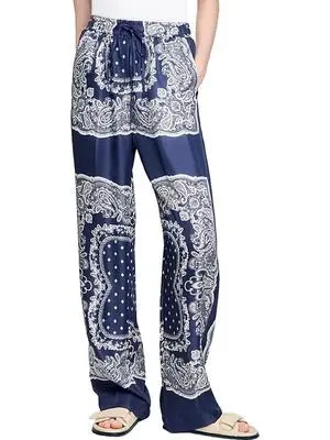 SANDRO Printed Drawstring Pants