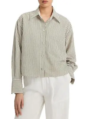 Vince Till Stripe Cropped Shirt - Herbaria/off White