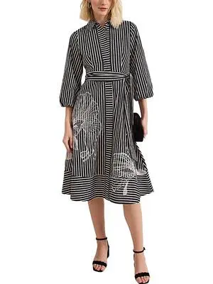 PHASE EIGHT Corina Striped Dress - Black