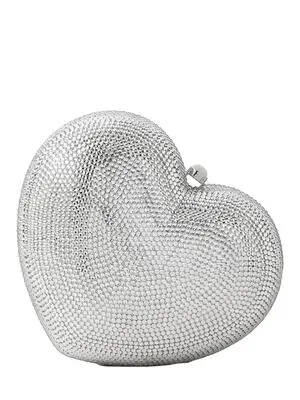 Judith Leiber L'amour Petit Coeur Crystal Clutch - Silver